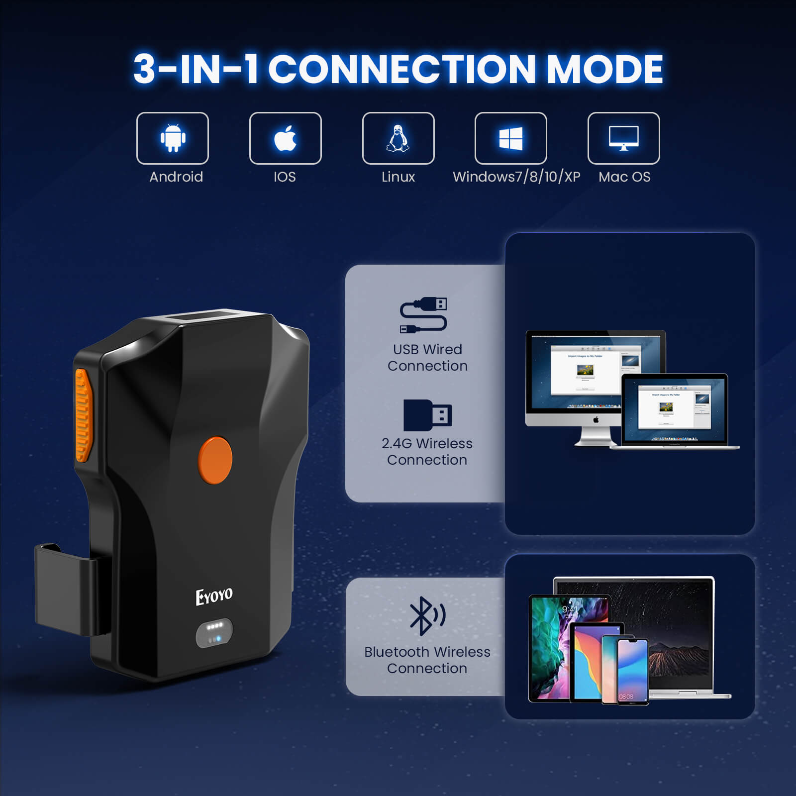 Eyoyo 1D Phone Back Clip Bluetooth Barcode Scanner – Eyoyo scan