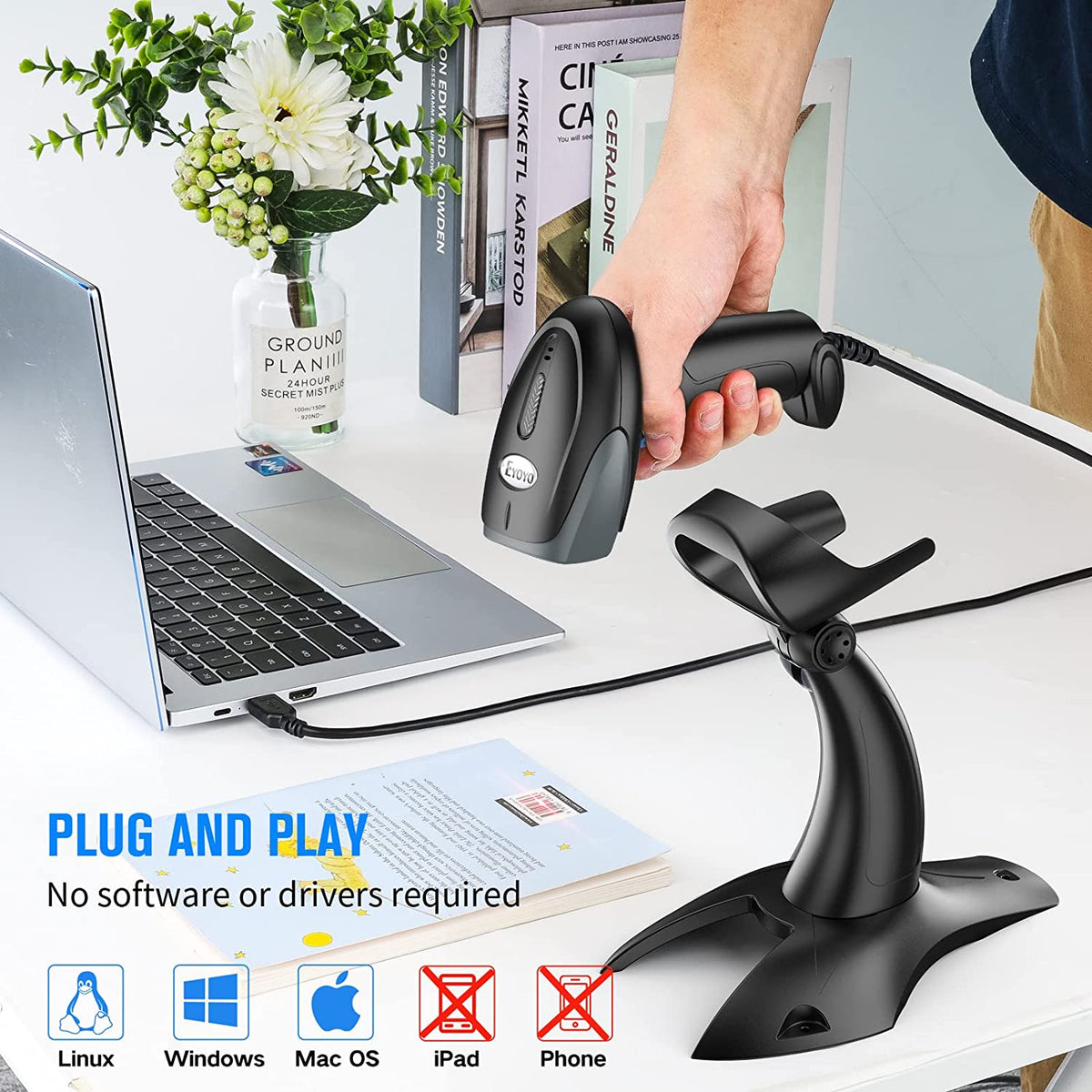 Eyoyo Handheld 1D Barcode Scanner&Stand – Eyoyo scan