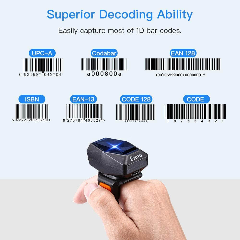 1D Wearable Ring Barcode Scanner – Eyoyo scan